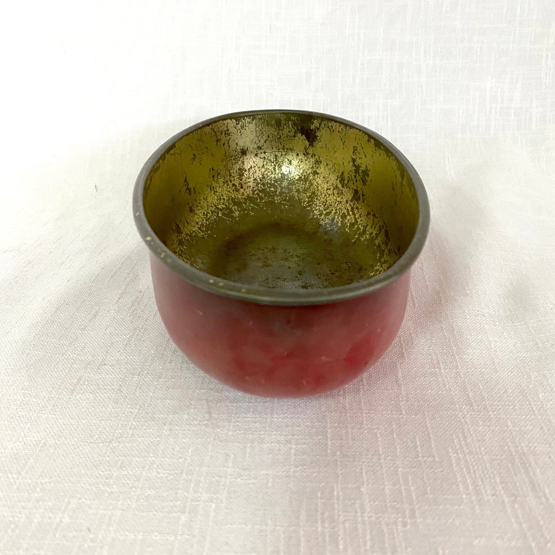 Vintage Oval Tin Bowl Decorative Red Tin Bowl Red Gold - Etsy