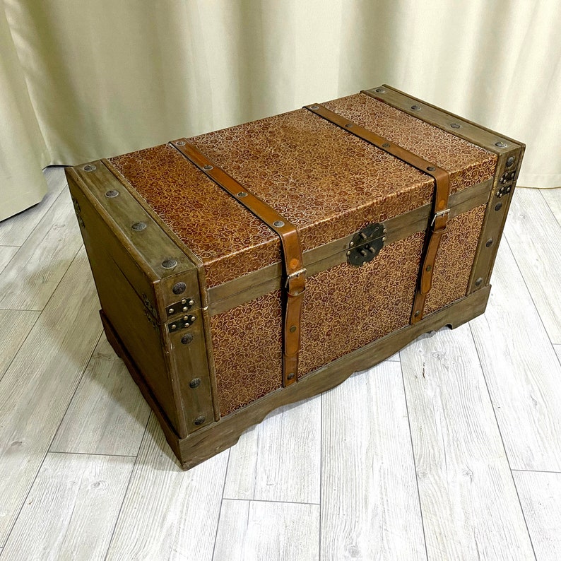 Extra Large Leather Handmade Trunk Vintage Wood Box Treasure - Etsy