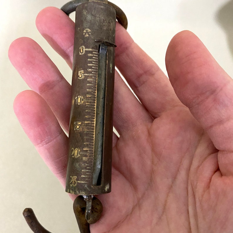 Handheld Brass Scale | Vintage Fish Scale | Brass Spring Scale ...