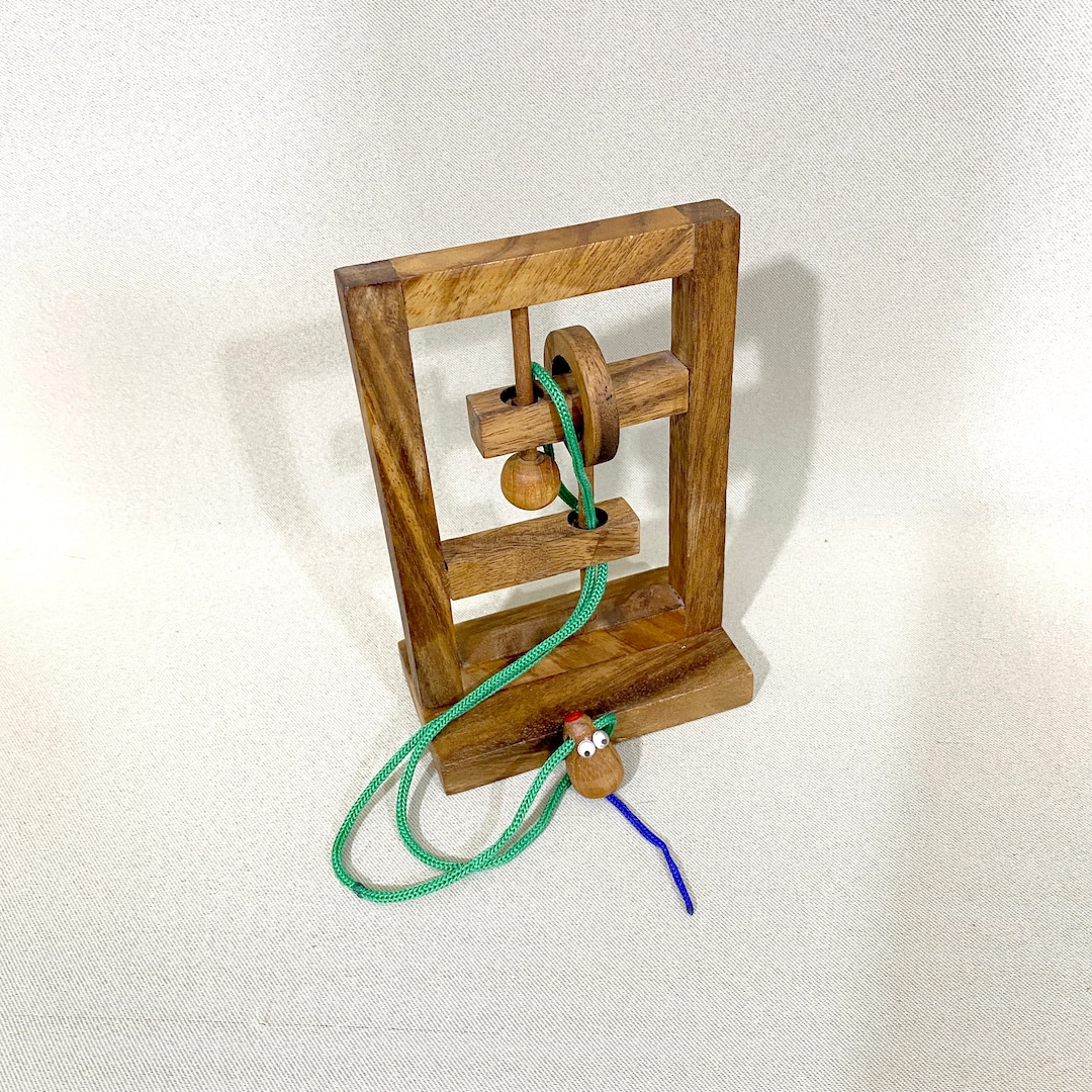 Wooden Brain Teaser Puzzle | Vintage Wooden Mind Game | Handcrafted ...