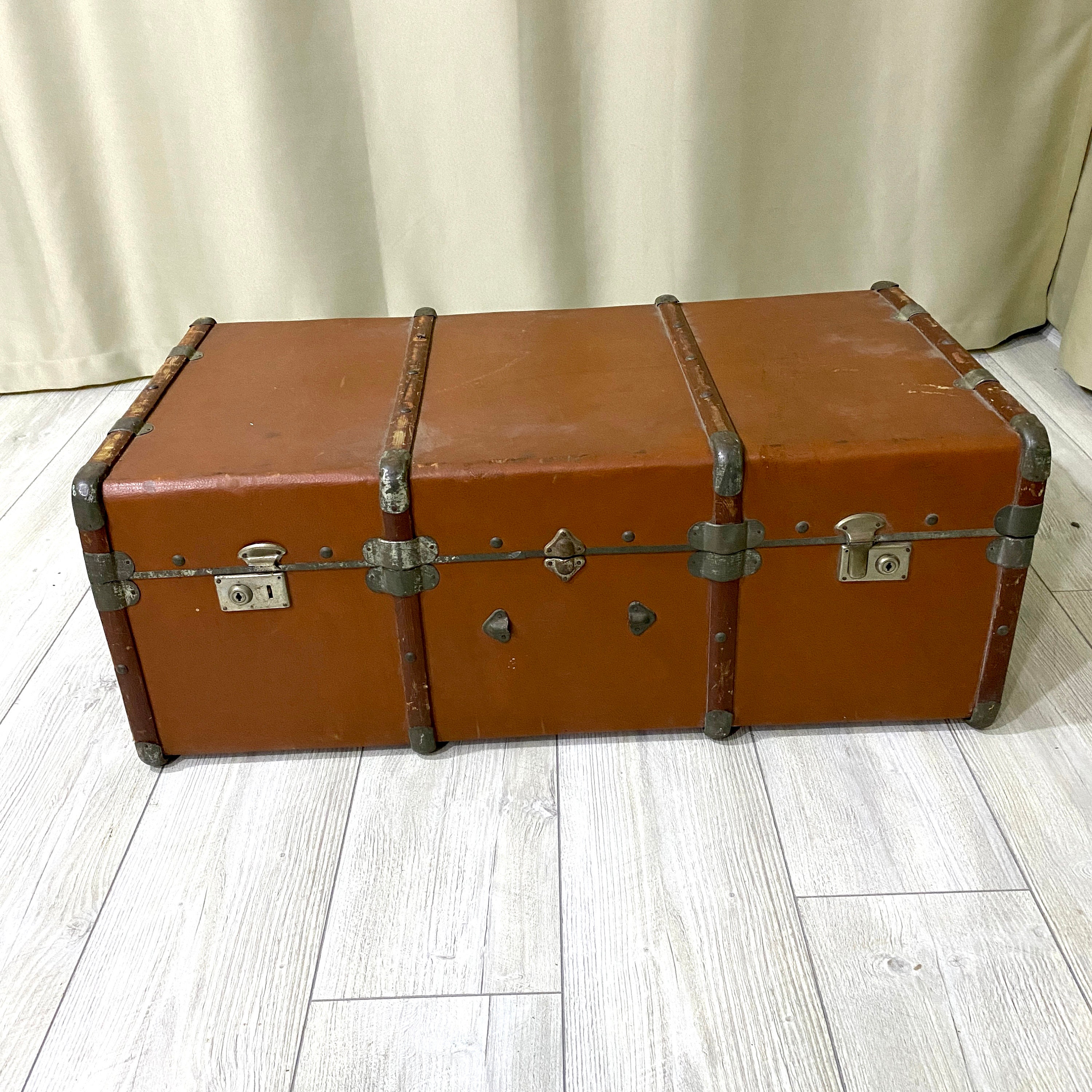 Large Handmade Trunk, Vintage Wood Box Treasure Chest, Primitive Wood ...