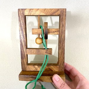 Wooden Brain Teaser Puzzle | Vintage Wooden Mind Game | Handcrafted ...