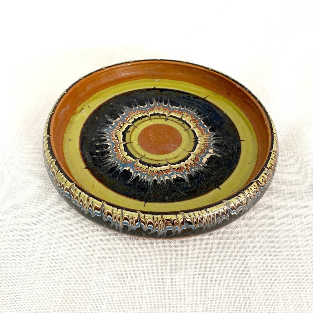 Vintage Terra Cotta Platter Geometric Primitive Design | Terra Cotta ...