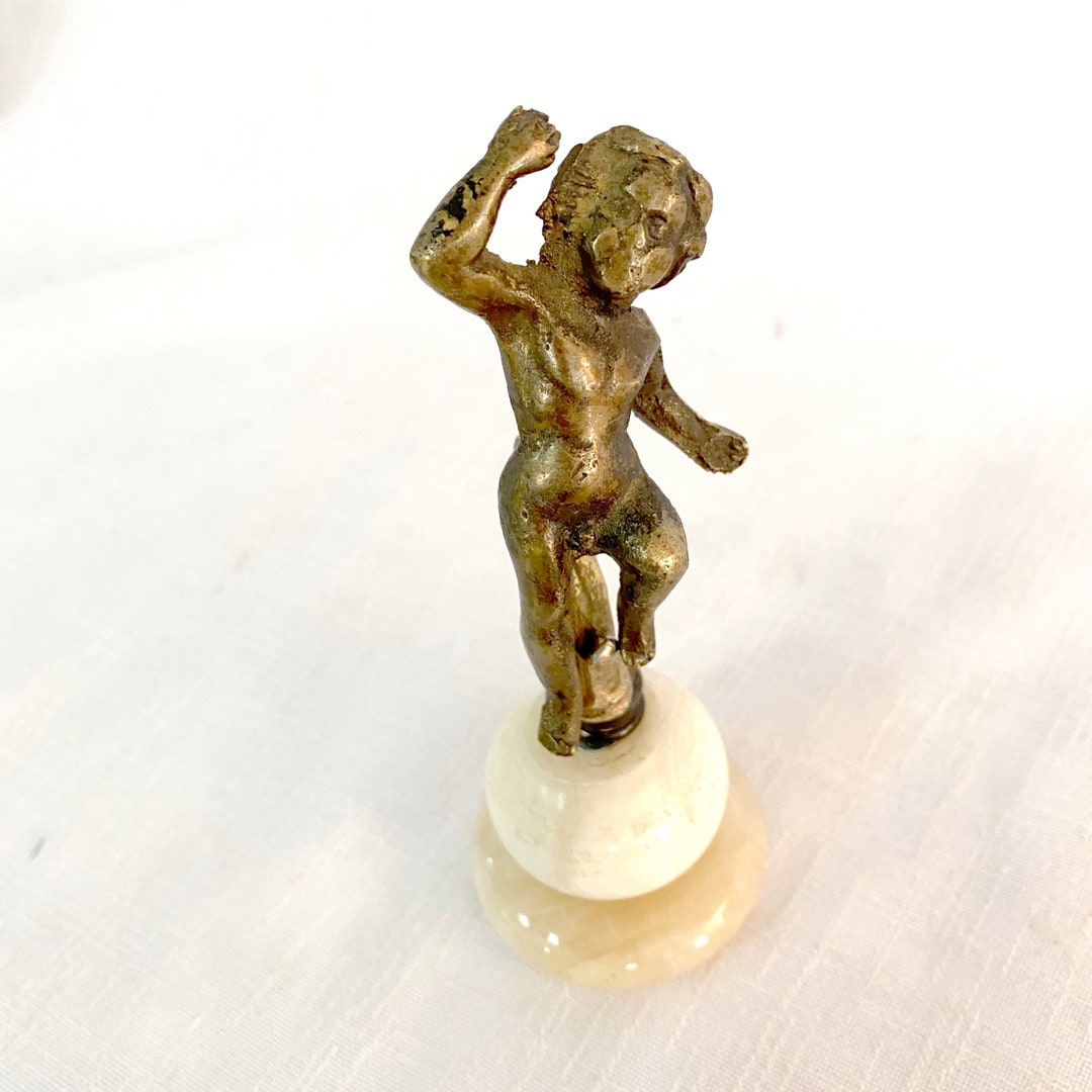 Solid Brass Angel Statue, Angel Statue on Onyx Base, Cherub Statue ...