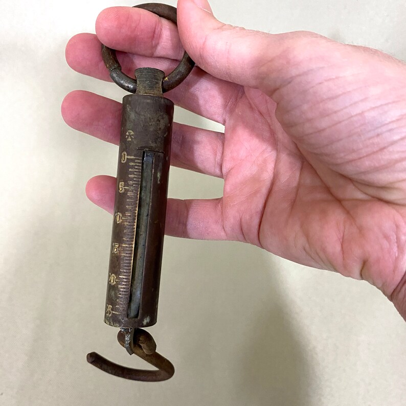 Handheld Brass Scale | Vintage Fish Scale | Brass Spring Scale ...