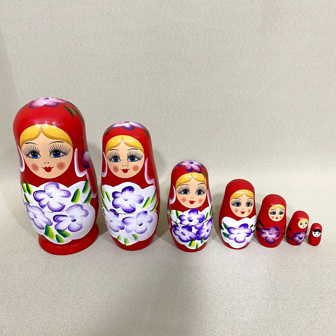 Vintage Matryoshka Doll Russian Babushka Doll Hand Painted Nesting Doll ...