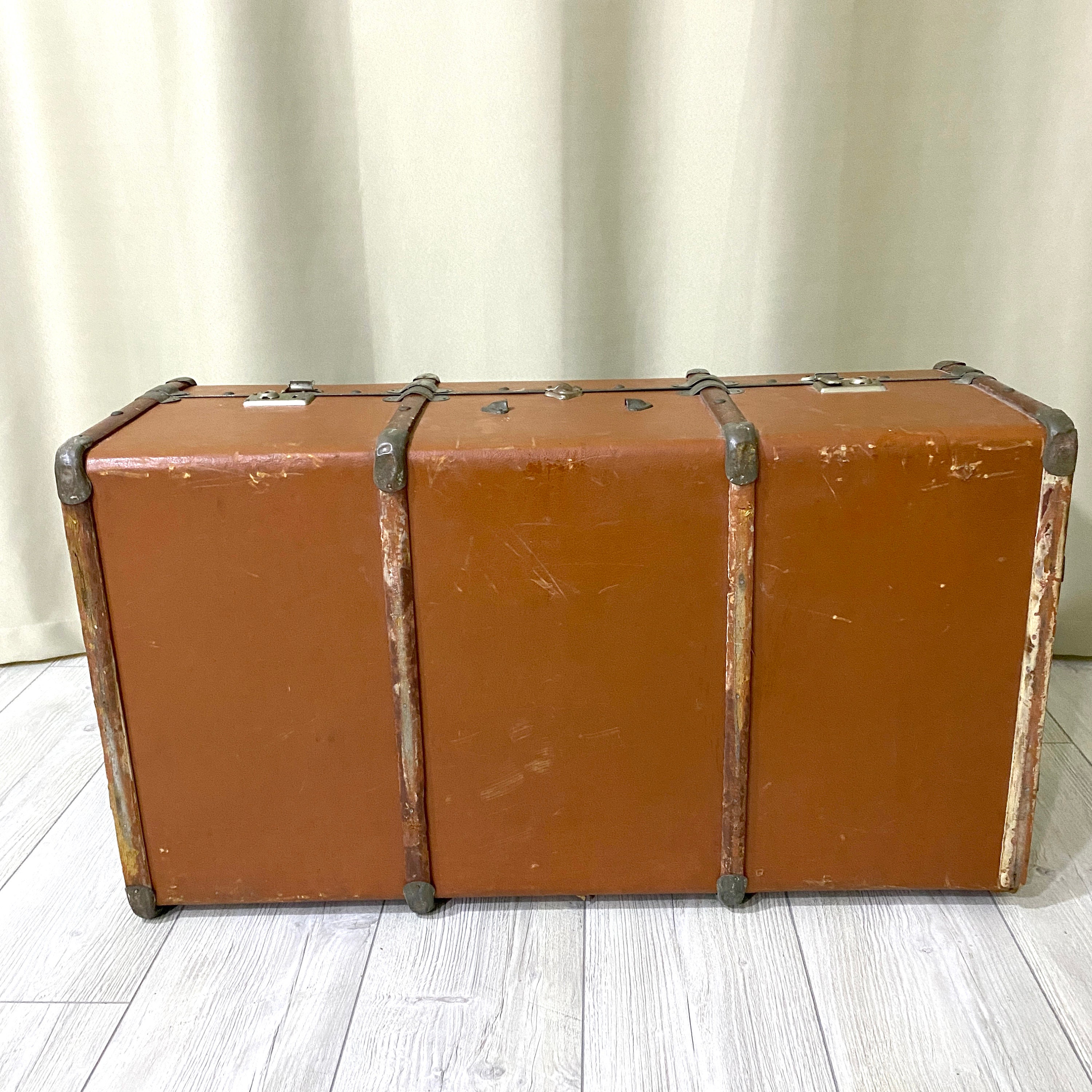 Large Handmade Trunk, Vintage Wood Box Treasure Chest, Primitive Wood ...