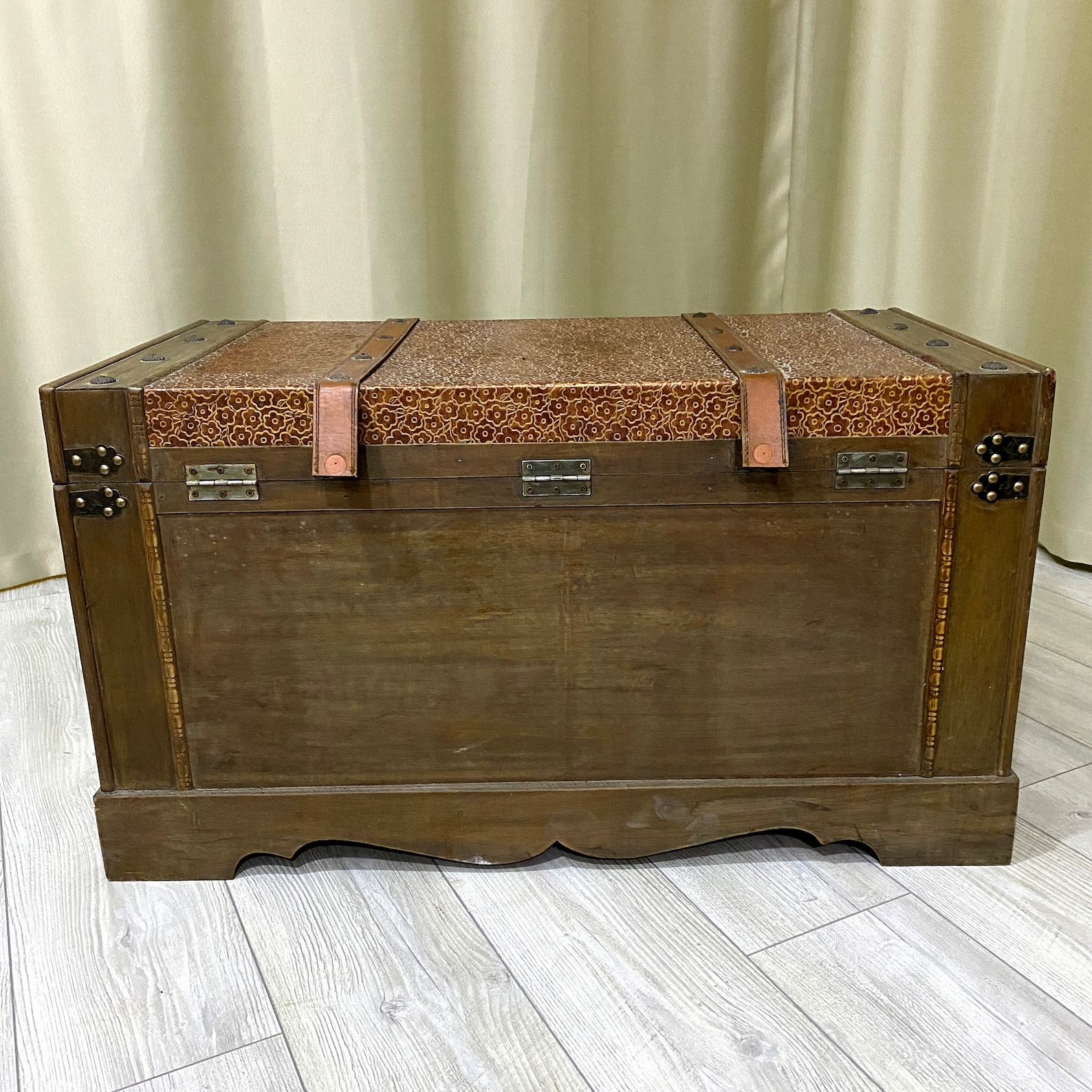 Extra Large Leather Handmade Trunk Vintage Wood Box Treasure - Etsy