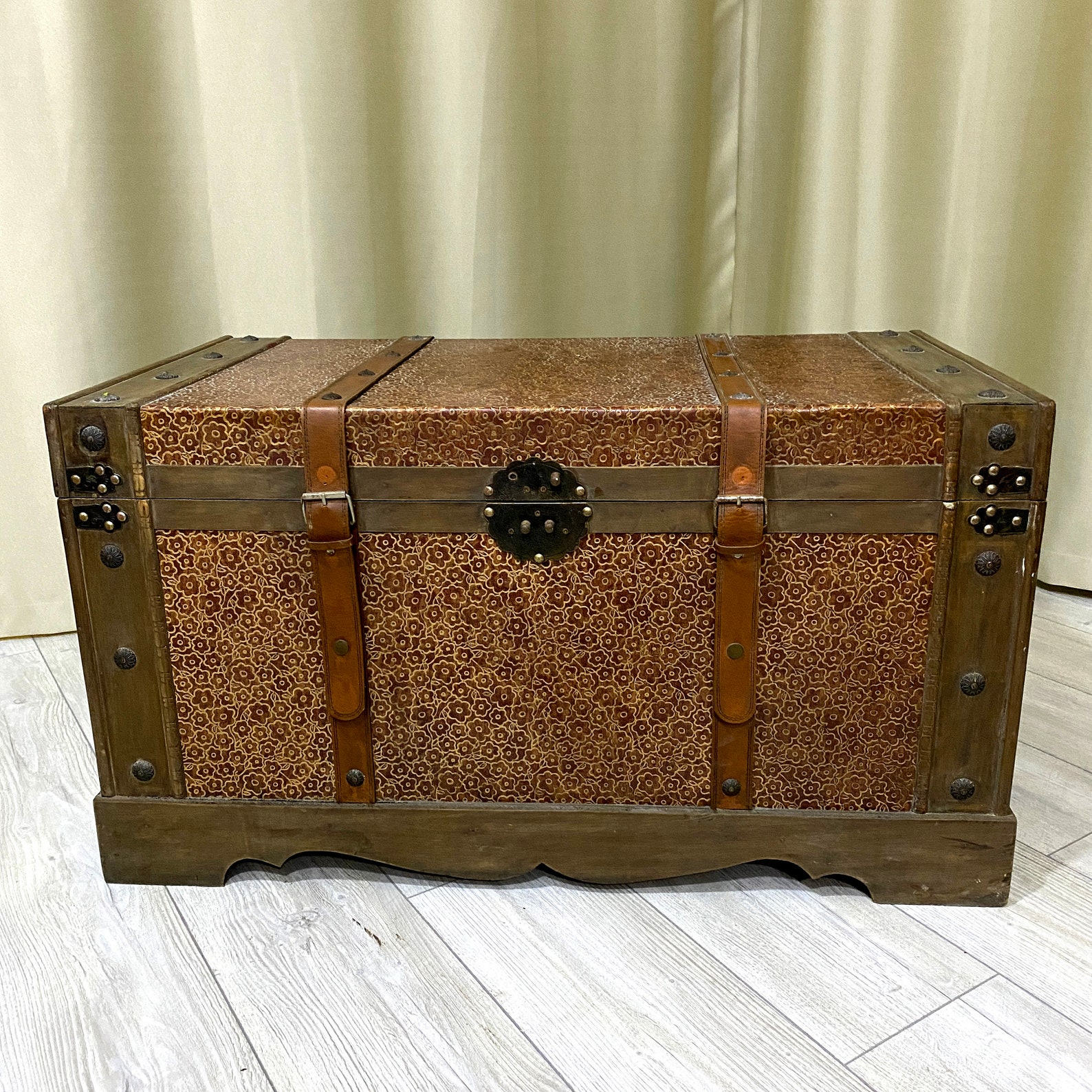 Extra Large Leather Handmade Trunk Vintage Wood Box Treasure - Etsy