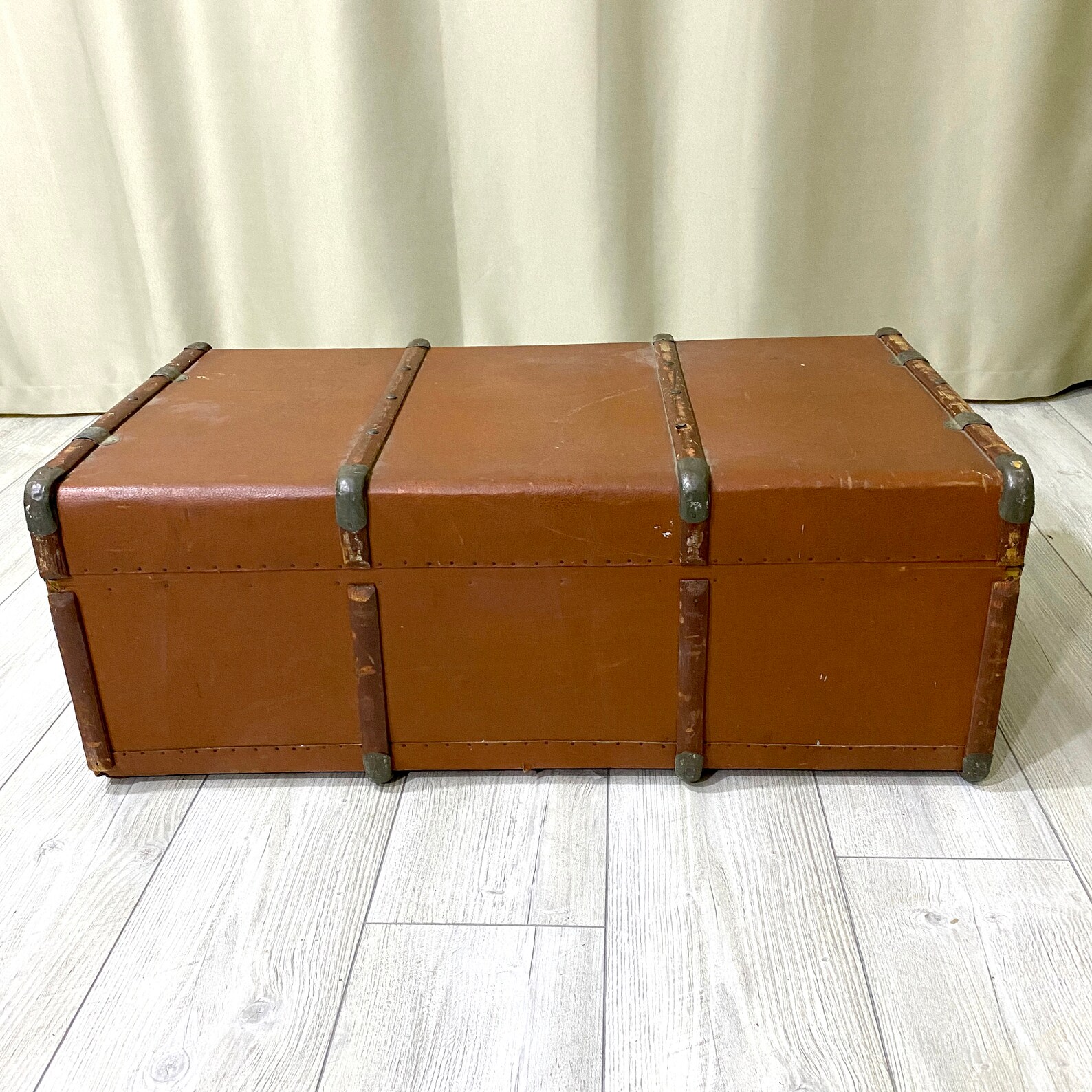 Large Handmade Trunk, Vintage Wood Box Treasure Chest, Primitive Wood ...