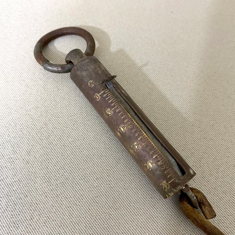 Handheld Brass Scale | Vintage Fish Scale | Brass Spring Scale ...