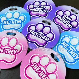 Custom Pronouns Fursuit Badge Tags | Custom Text Furry Badge Commission ...