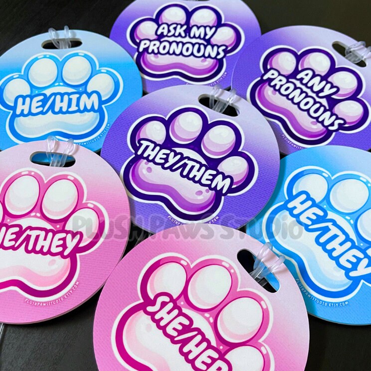 Custom Pronouns Fursuit Badge Tags | Custom Text Furry Badge Commission ...
