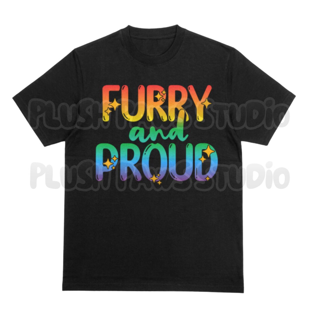 FURRY and PROUD Cotton Unisex Rainbow T-shirt Fursona Shirt Furry ...