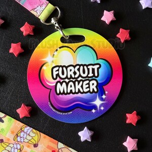 Rainbow Custom Fursuit Badge Tags | Custom Text Furry Badge Commission ...