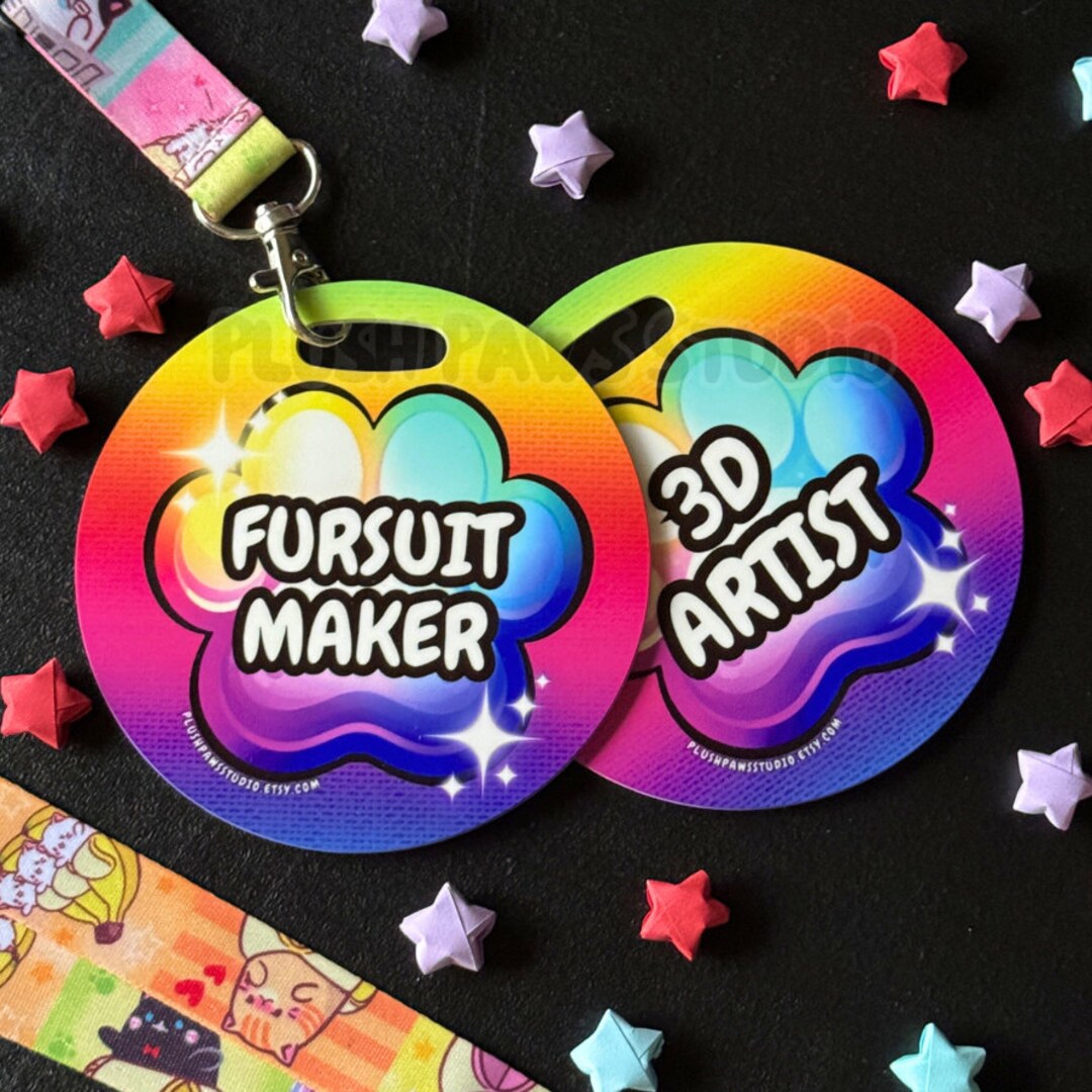 Rainbow Custom Fursuit Badge Tags Custom Text Furry Badge Commission ...