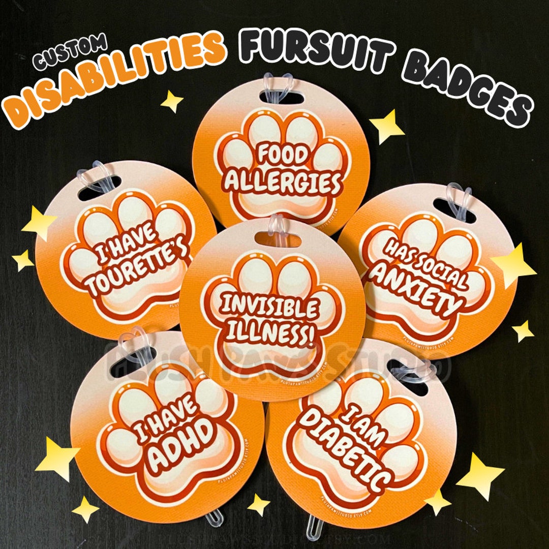 Disabilities Custom Fursuit Badge Tags | Custom Text Furry Badge ...