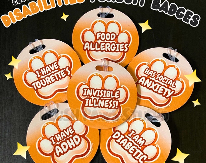 Disabilities Custom Fursuit Badge Tags | Custom Text Furry Badge ...