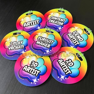 Rainbow Custom Fursuit Badge Tags | Custom Text Furry Badge Commission ...