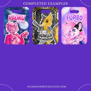 Custom Fursona Badge Tags Custom Fursuit Badge Commission Waterproof ...