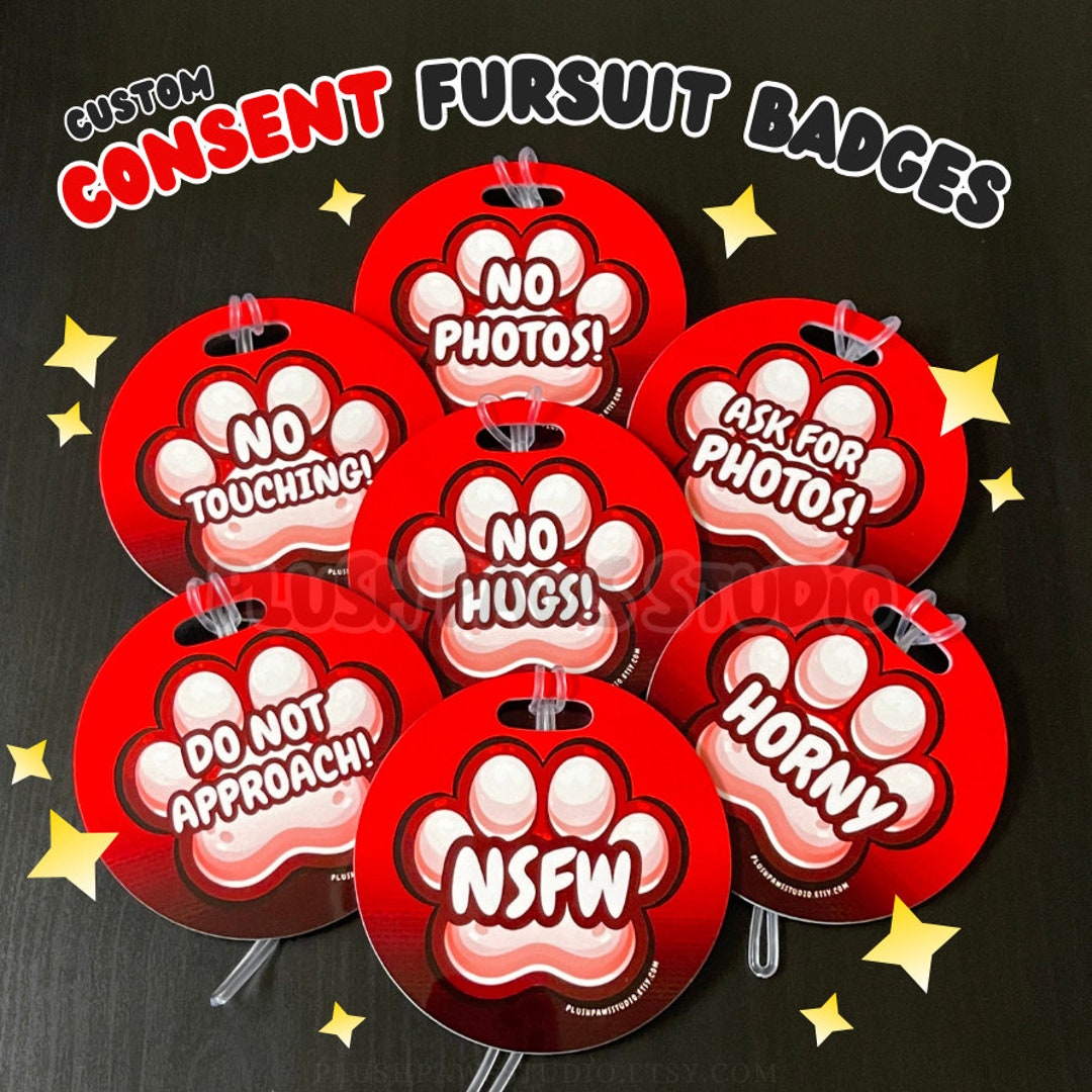 Consent Custom Fursuit Badge Tags | Custom Text Furry Badge Commission ...