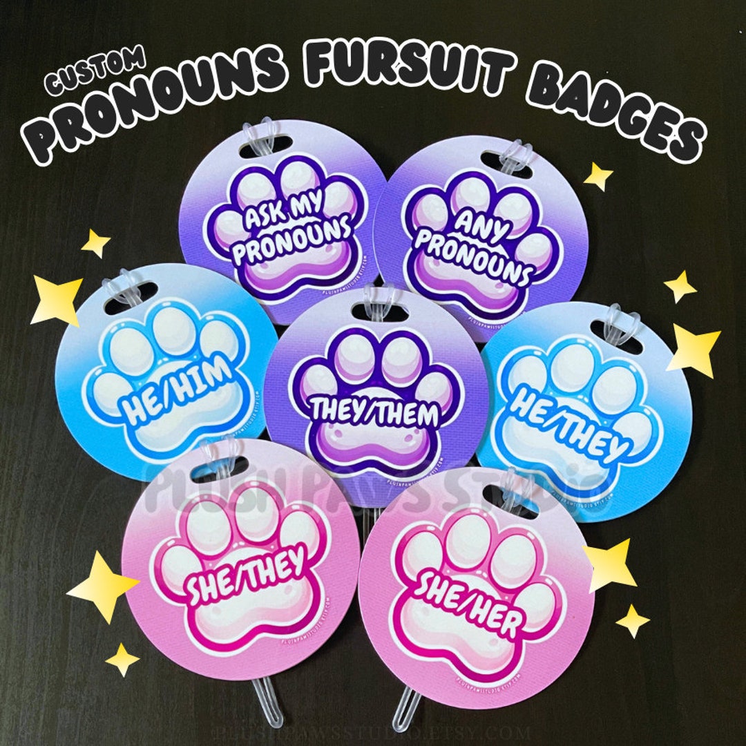Custom Pronouns Fursuit Badge Tags | Custom Text Furry Badge Commission ...