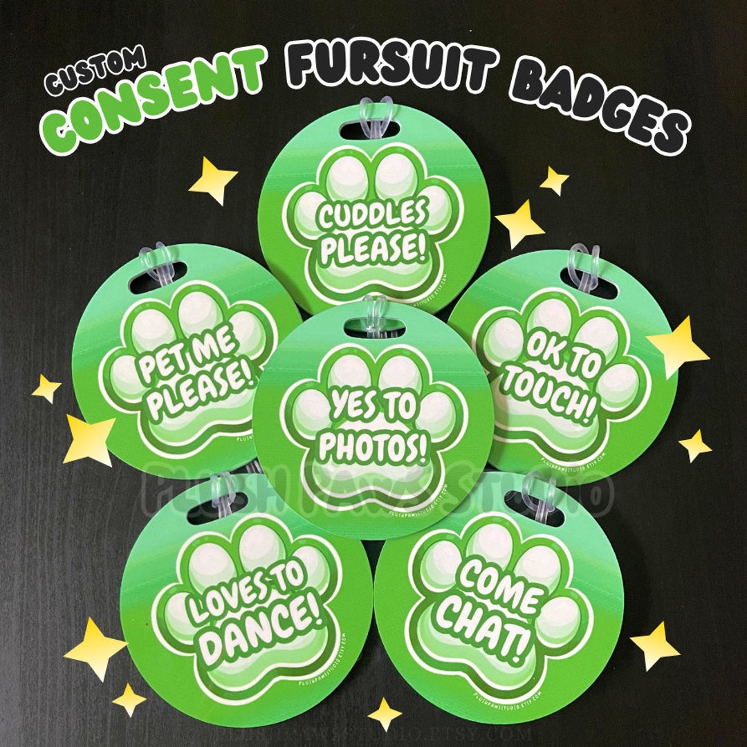 Consent Custom Fursuit Badge Tags | Custom Text Furry Badge Commission ...