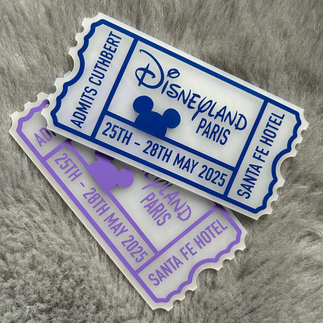Disneyland Paris Acrylic Ticket, Personalised Suprise Keepsake, Gift ...