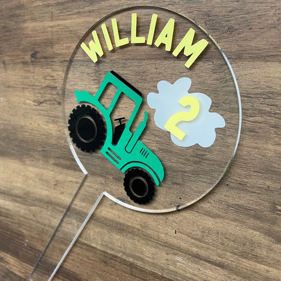 Tractor Acrylic Cake Topper, Birthday Cake Topper, Birthday Decorations ...