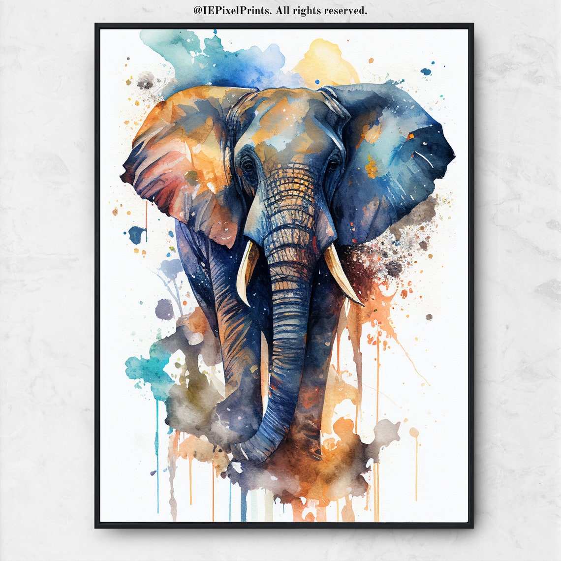 Watercolor Elephant PRINTABLE ART Elephant Poster Wildlife Gift ...