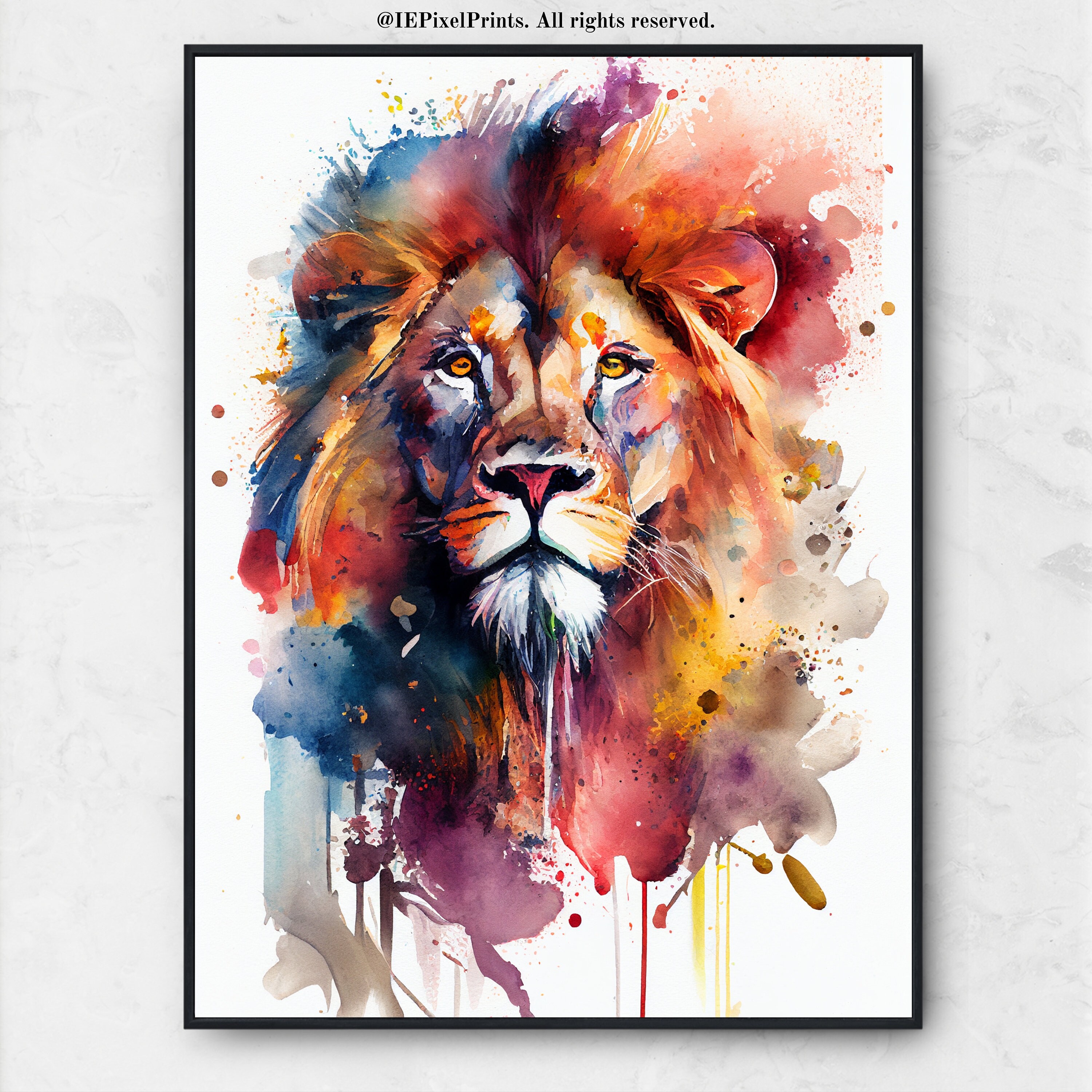 Colorful Lion Wall Print, Lion Poster Gift Animals Decor, Animal ...