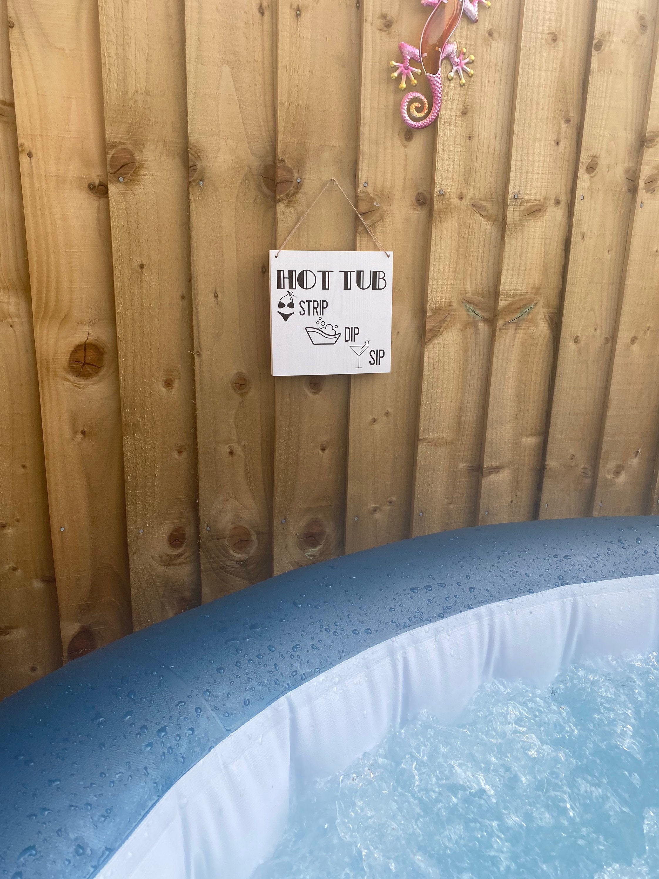 Hot Tub Sign Strip Dip Sip Wooden Sign Garden Decor Weatherproof Hot ...