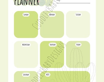 Cactus Weekly Planner - Etsy