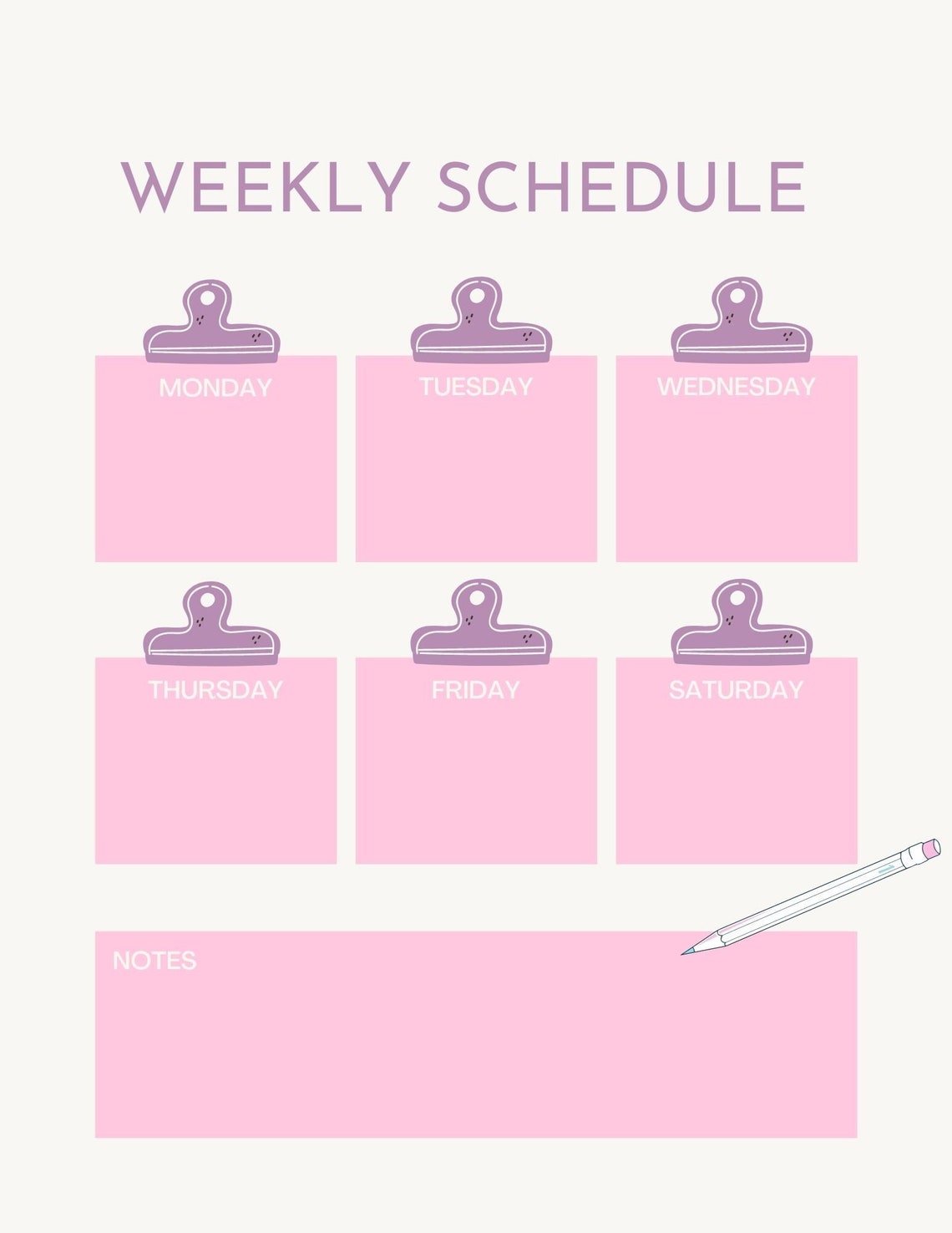 Printable Weekly Schedule, Cute Weekly Schedule Download, Organized ...