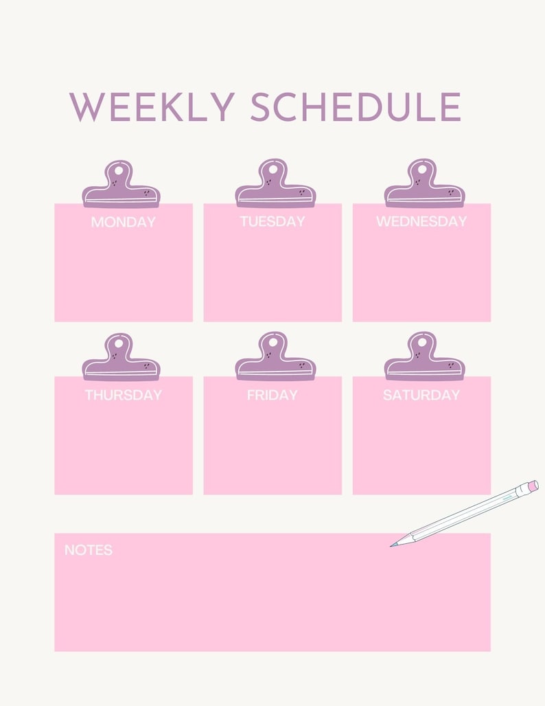 Printable Weekly Schedule, Cute Weekly Schedule Download, Organized ...