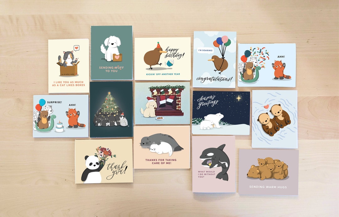 Animal Science Fact Cards Set Pack Any Occasion / Red Panda, Kiwi ...