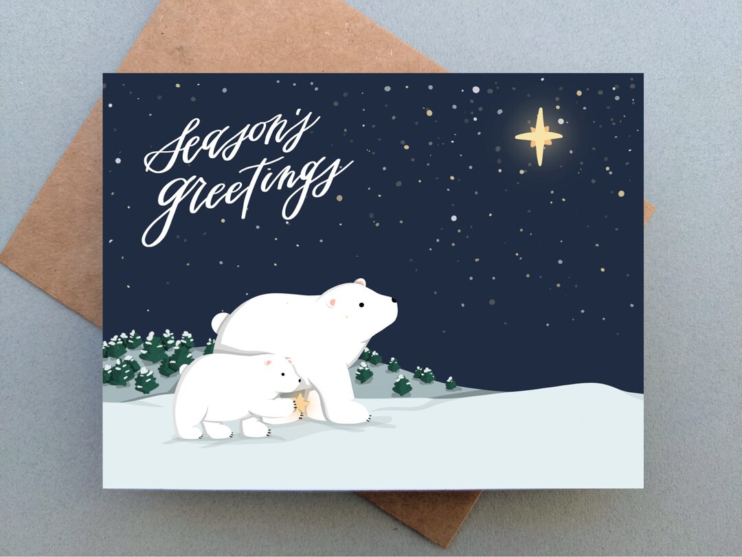 Baby Polar Bear Arctic Animal Christmas Xmas Holiday Card Set / Charity ...