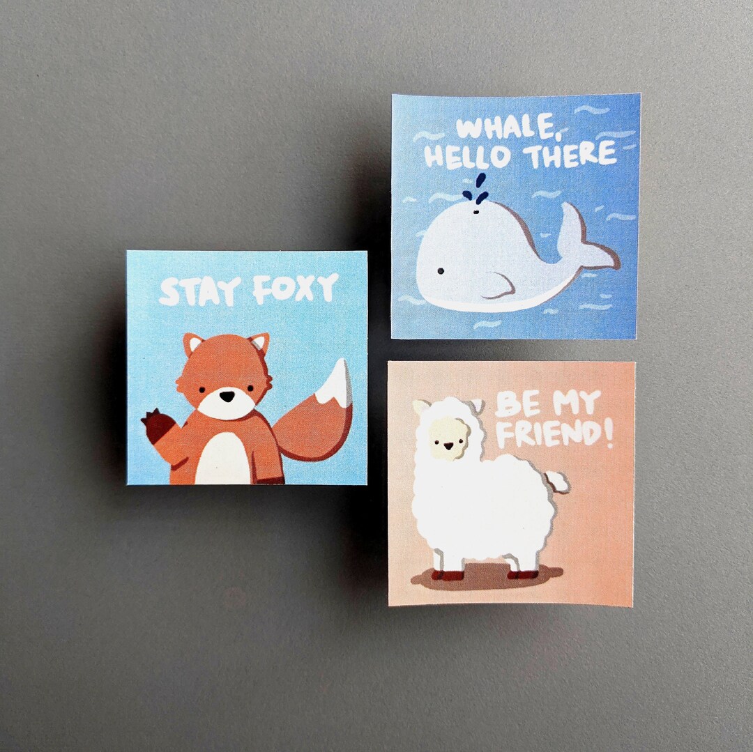 3pc Animal Pun Stickers // Fox, Whale, Alpaca / Llama // Party Bag ...