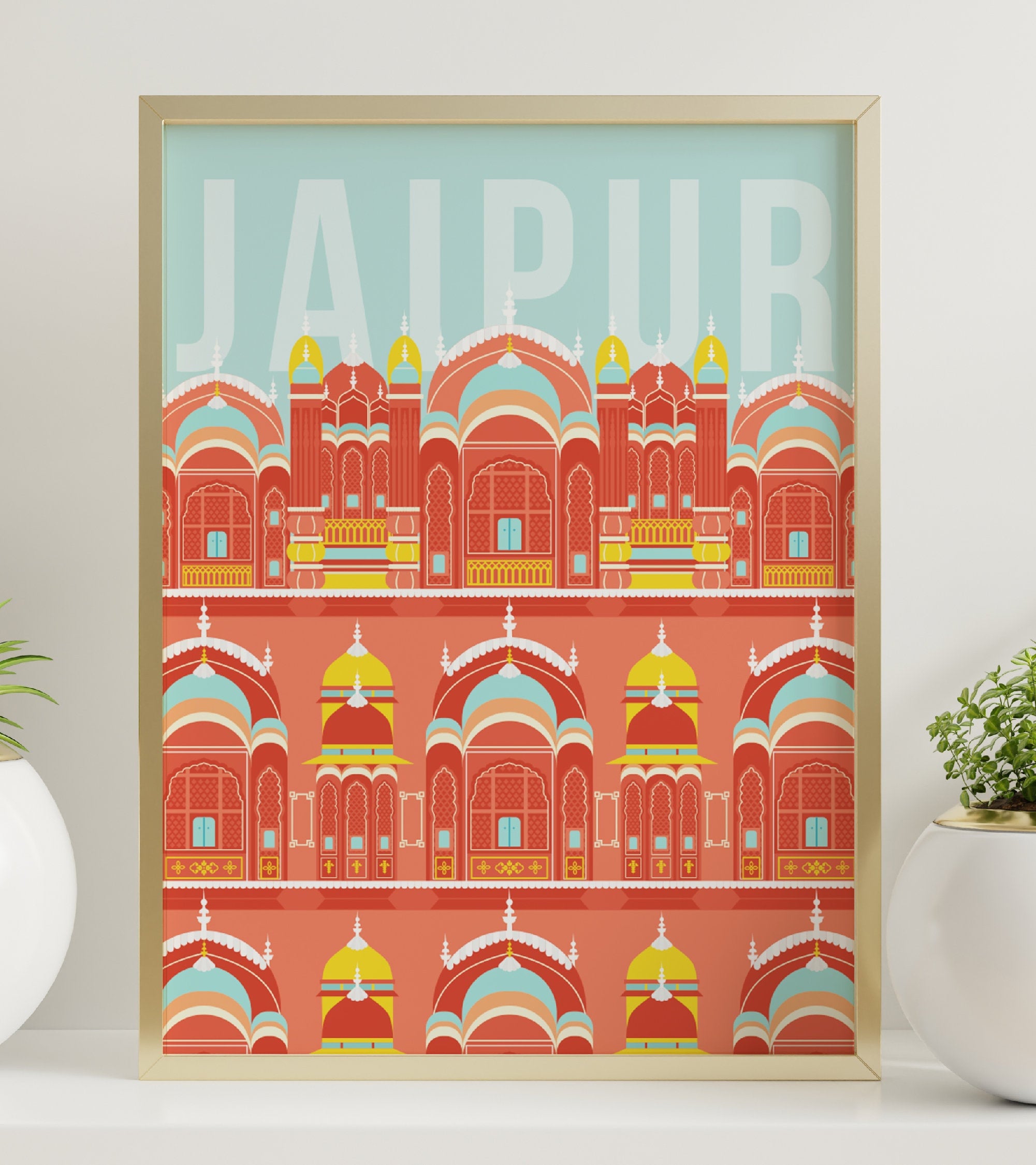 Jaipur Travel Poster, Digital Download, Printable Wall Art, Illustrated ...