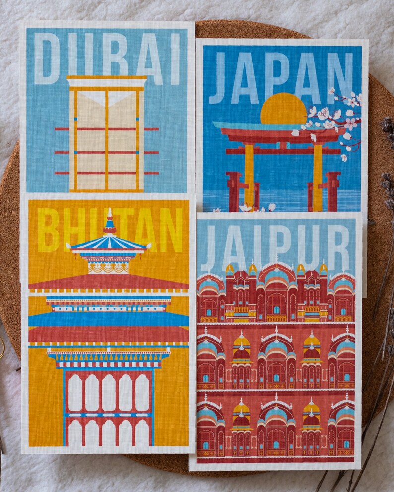 Asian Places Illustrated Postcards / Pack of 4 Postcards / - Etsy