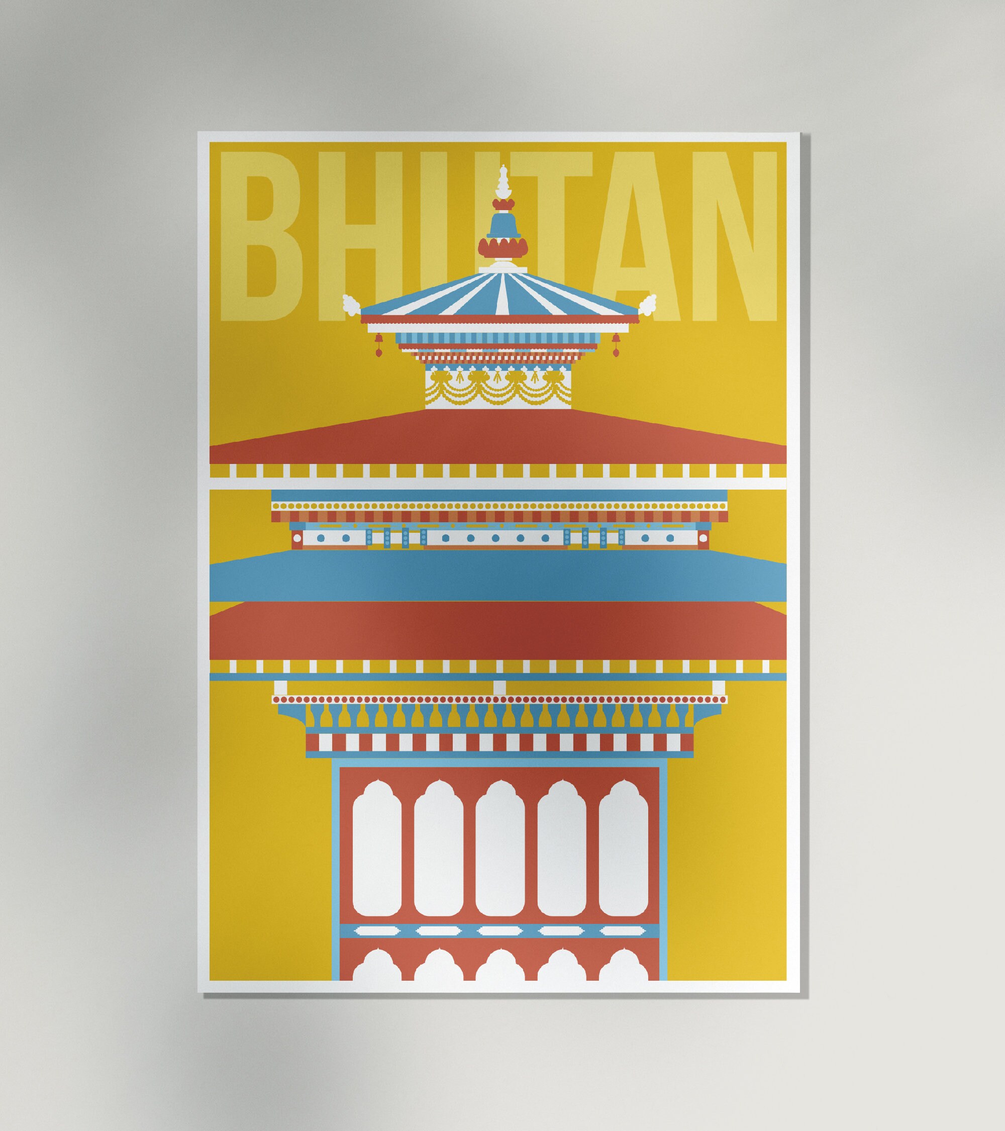 Bhutan Travel Poster, Digital Download, Printable Wall Art, Illustrated ...