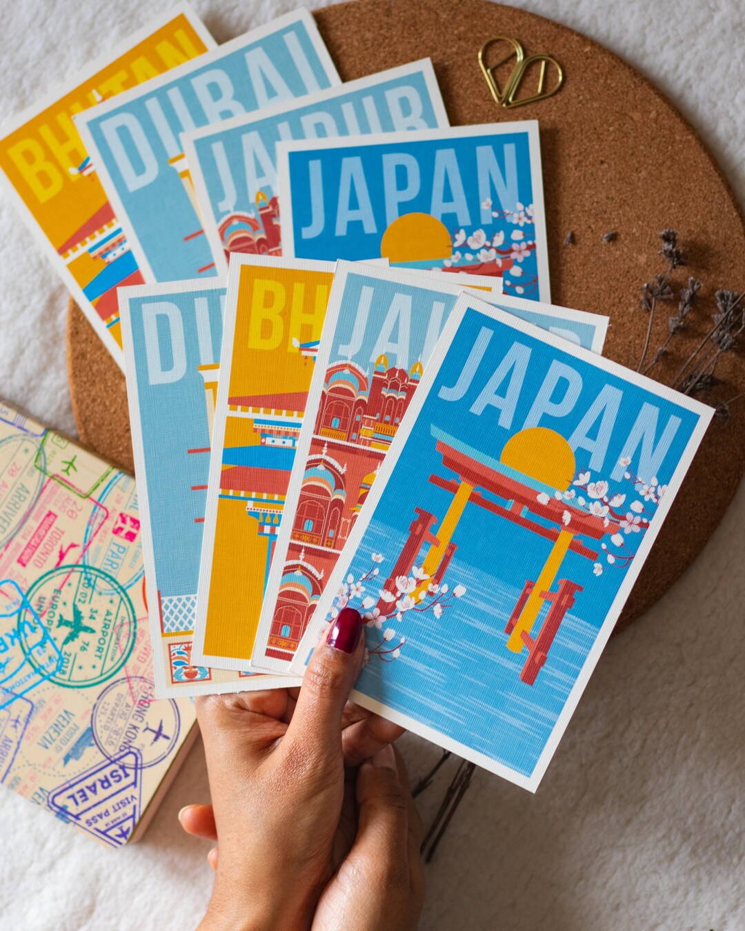 Asian Places Illustrated Postcards / Pack of 4 Postcards / - Etsy