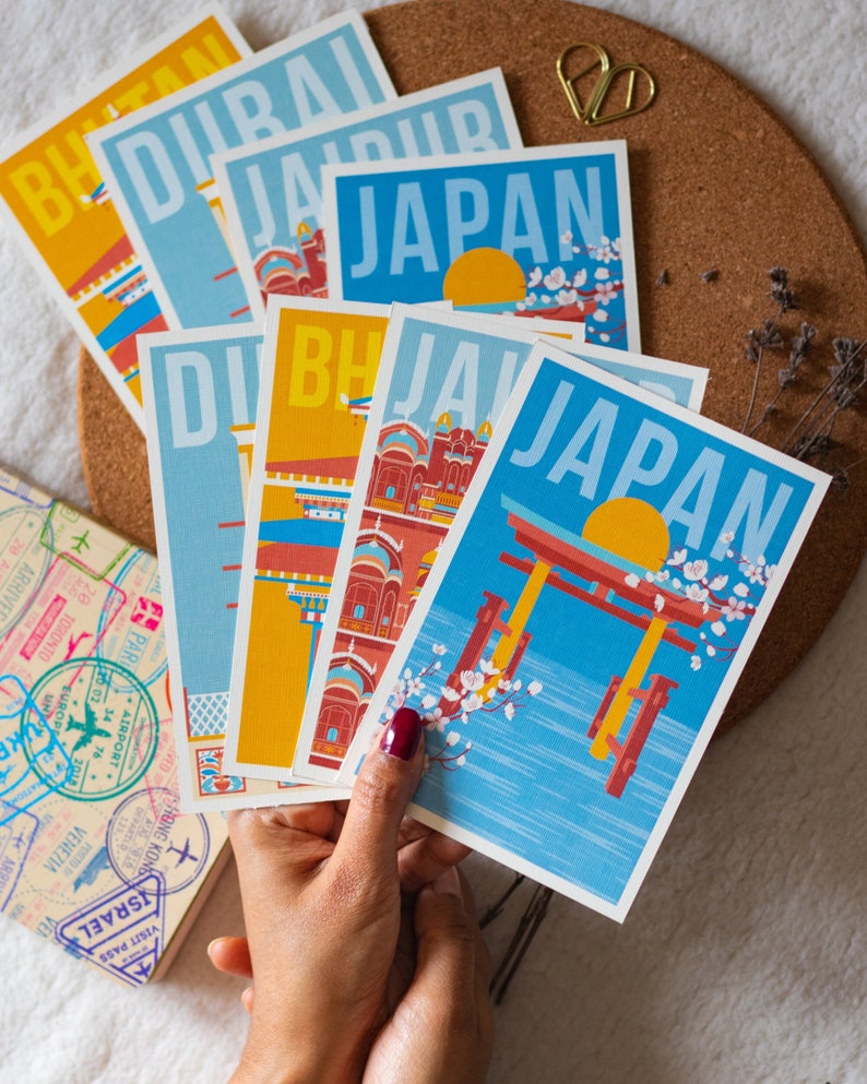 Asian Places Illustrated Postcards / Pack of 4 Postcards / - Etsy