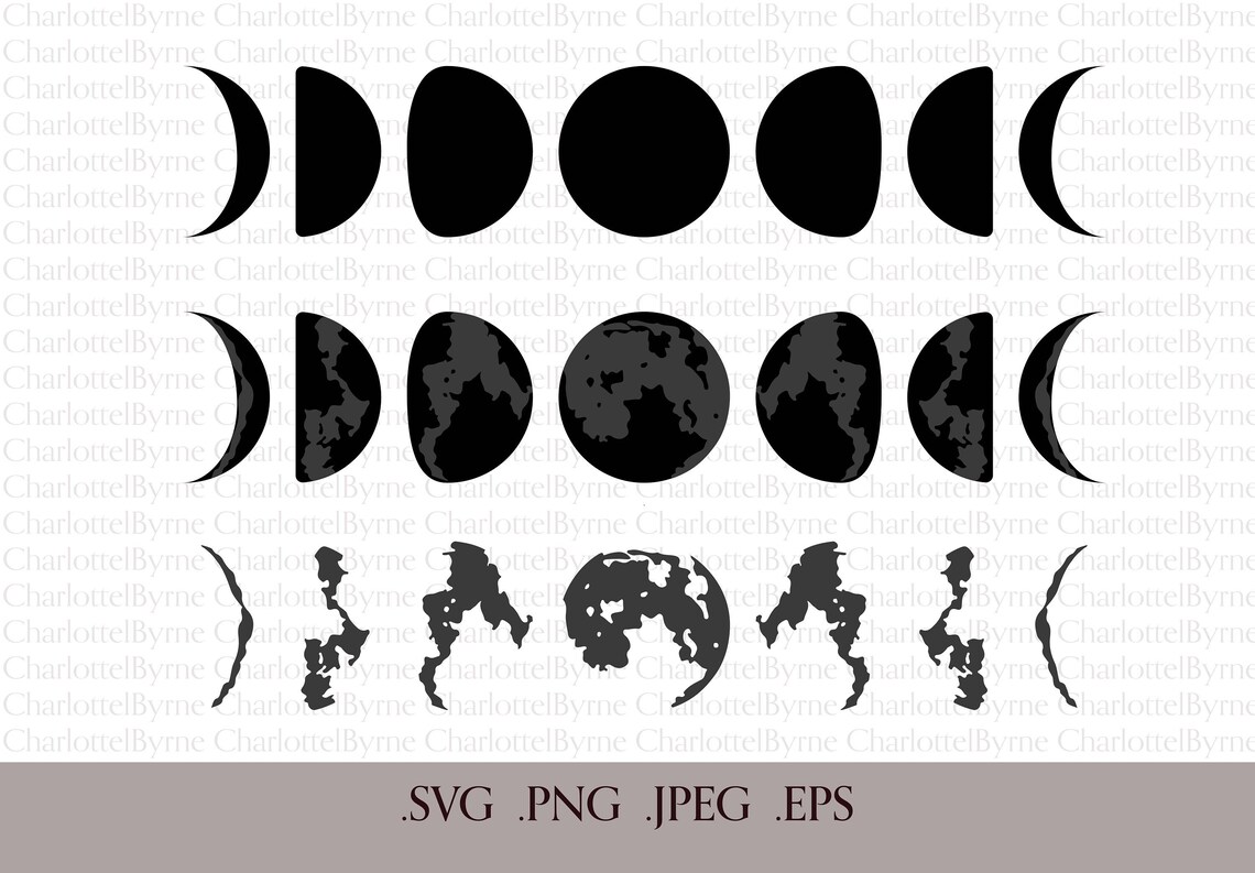 Moon Phases .svg .png .jpeg .eps Files, Instant Download, Moon SVG, Cut ...