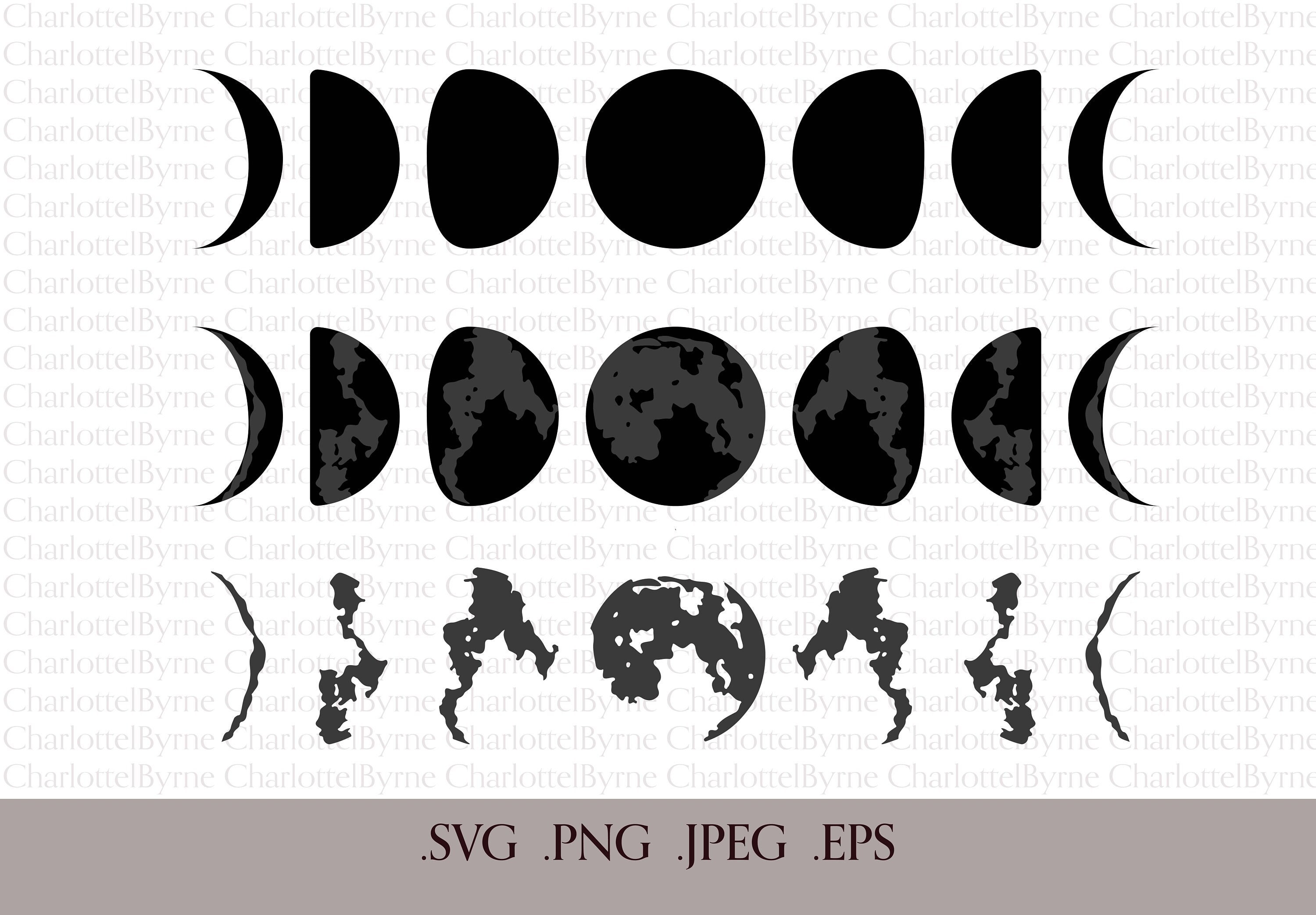 Moon Phases .svg .png .jpeg .eps Files, Instant Download, Moon SVG, Cut ...