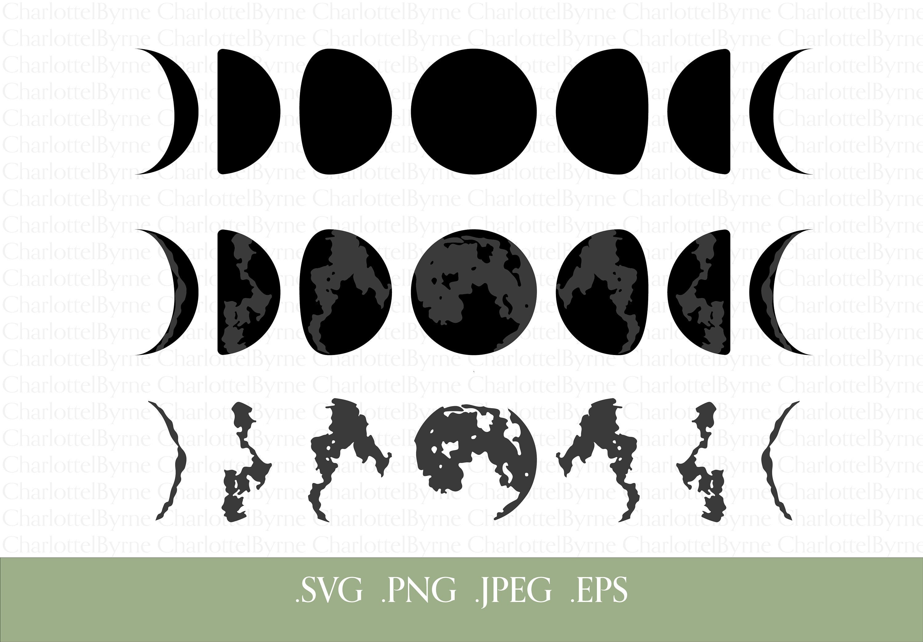 Moon Phases .svg .png .jpeg .eps Files Instant Download Moon - Etsy