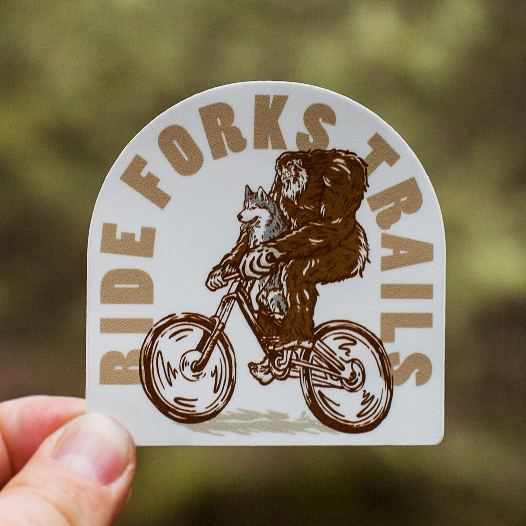 Donate to Forks WA Trail Building Sticker, Bigfoot on a Bike - Etsy