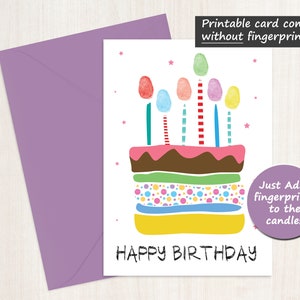 Fingerprint Birthday Card - Fingerprint Candles - Digital Download ...