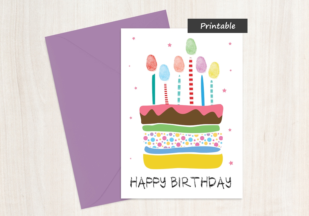 Fingerprint Birthday Card - Fingerprint Candles - Digital Download ...