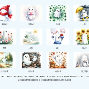 Whimsical Ghost Calendar, Gothic Wall Calendar, Gothic Dark Calendar ...